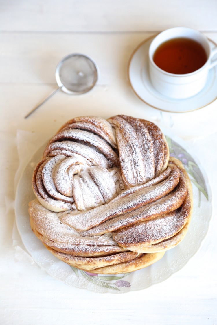 Russian Rose Bread (Braided Cinnamon Wreath) - Little Sunny Kitchen
