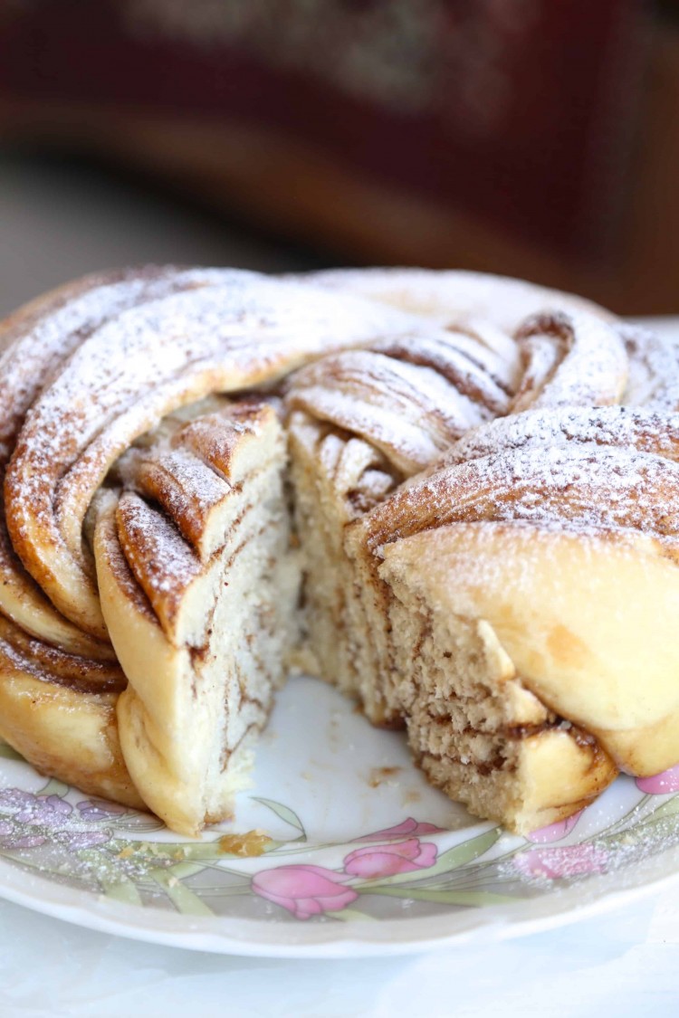 Russian Rose Bread (Braided Cinnamon Wreath) - Little Sunny Kitchen