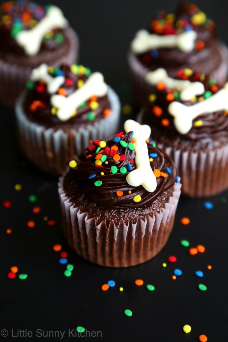 Halloween Chocolate Cupcakes with Bones - Little Sunny Kitchen