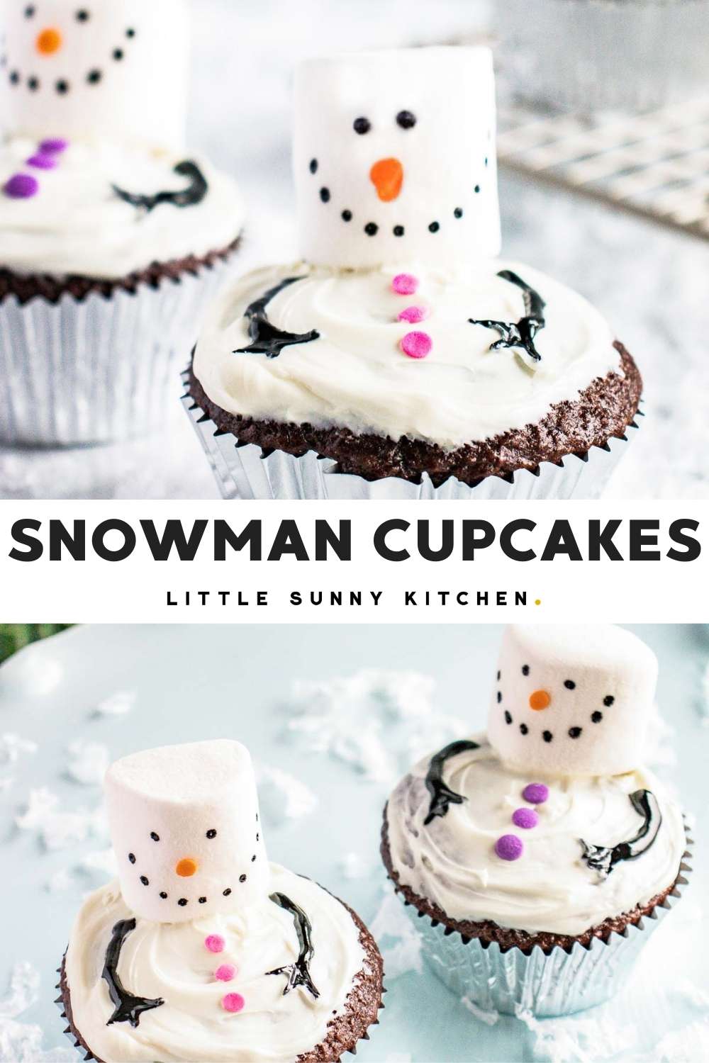 Snowman Cupcakes - Little Sunny Kitchen