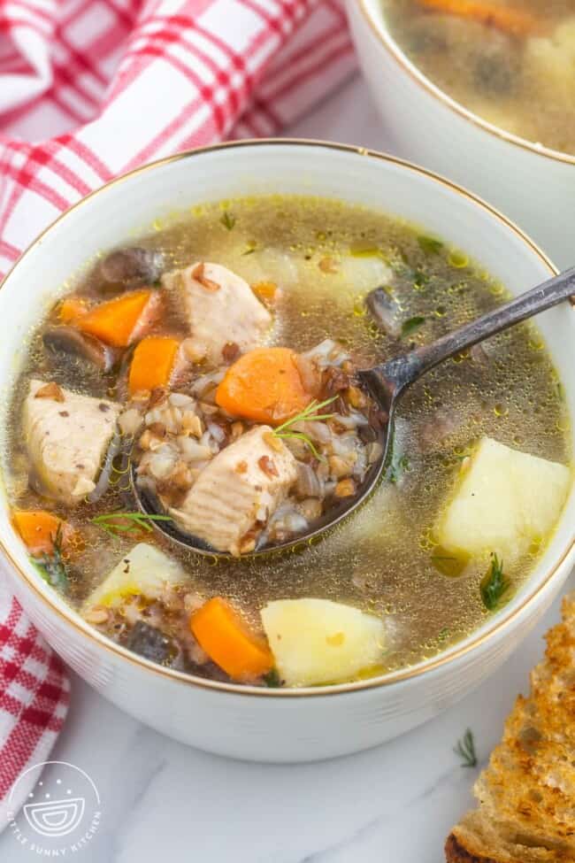 Buckwheat Soup (w Chicken & Mushrooms) - Little Sunny Kitchen