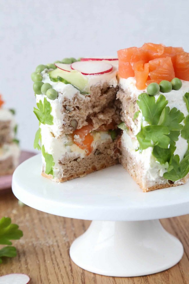 Easy Sandwich Cake (Swedish Smorgastarta) - Little Sunny Kitchen