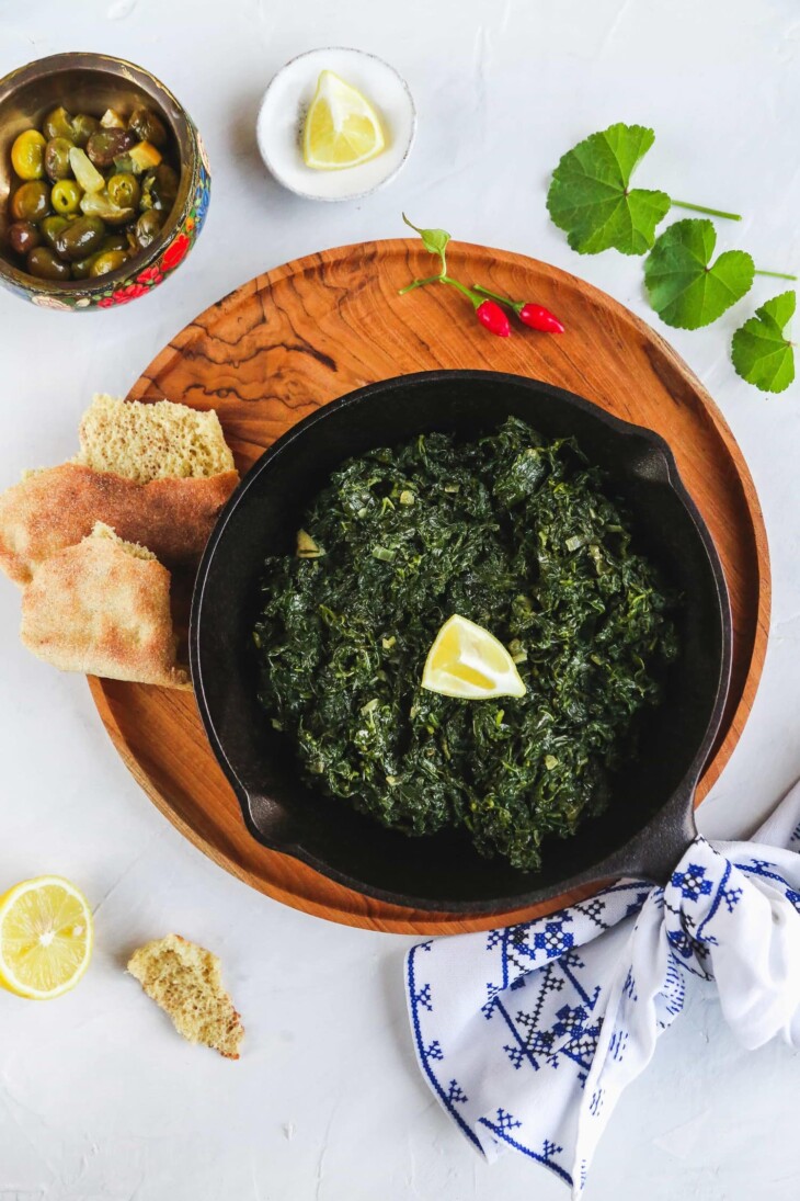 Sautéed Mallows With Onions (Khobeizeh) - Little Sunny Kitchen