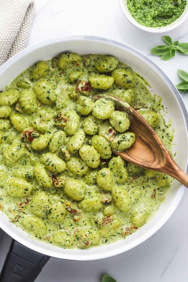 15-Minute Creamy Pesto Gnocchi Recipe - Little Sunny Kitchen