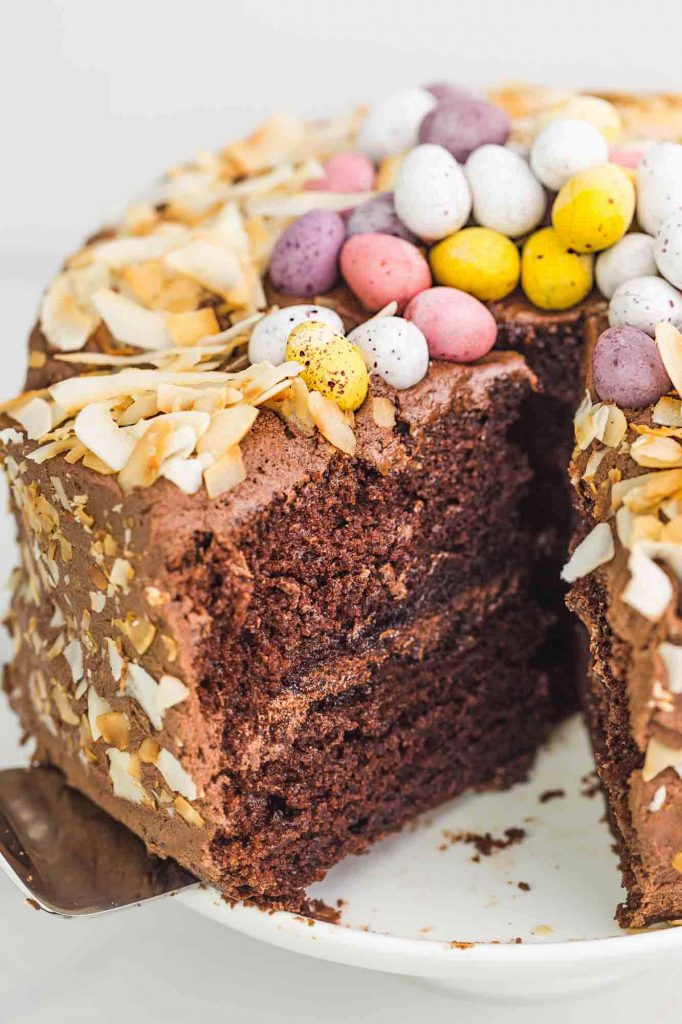 Chocolate Easter Nest Cake (Easy Recipe!) - Little Sunny Kitchen