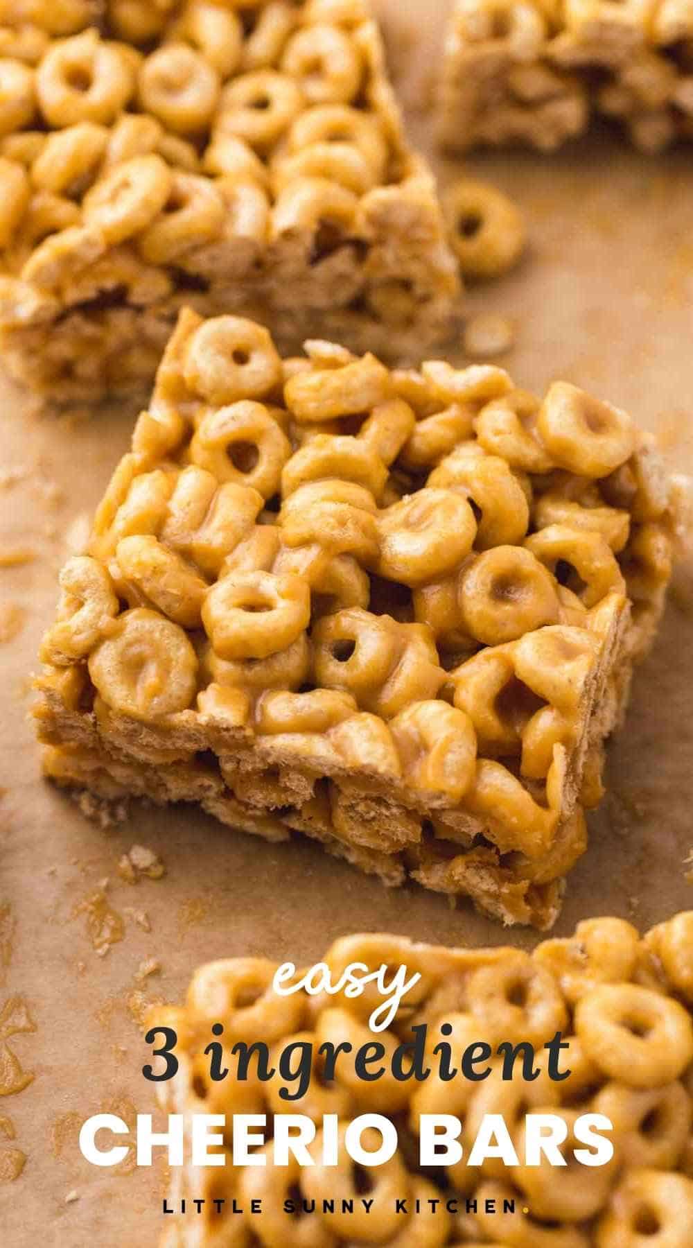 3-Ingredient Peanut Butter Cheerio Bars (No-Bake!) - Little Sunny Kitchen