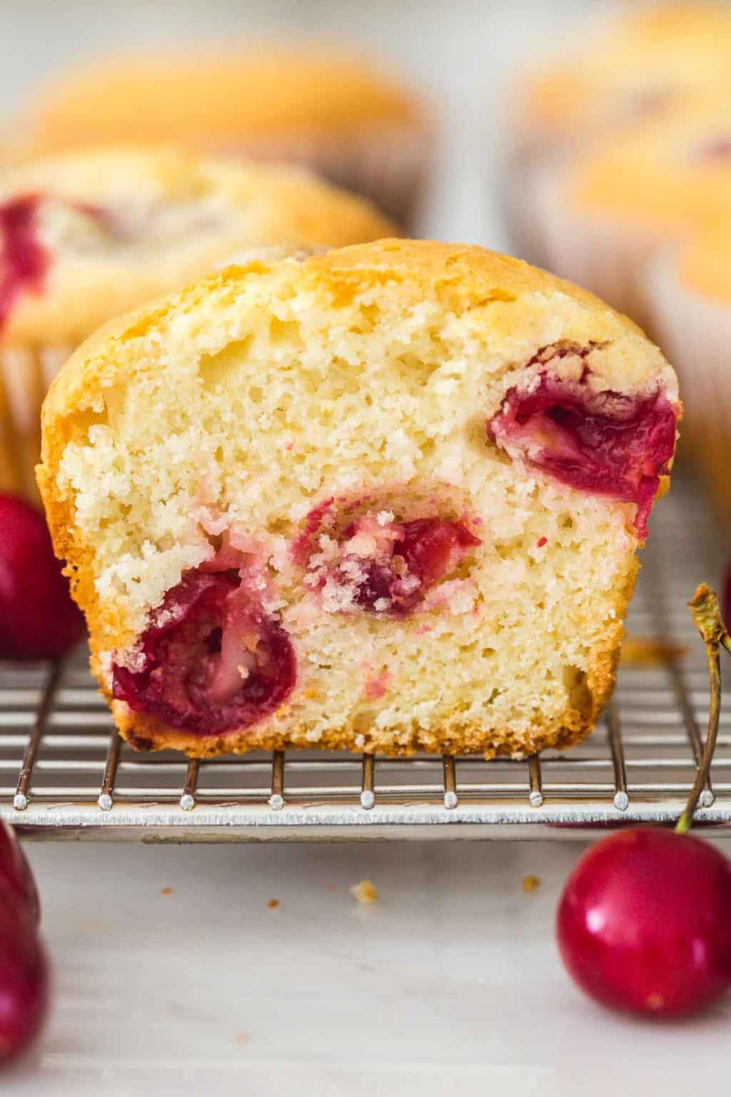 Fresh Cherry Muffins Recipe - Little Sunny Kitchen