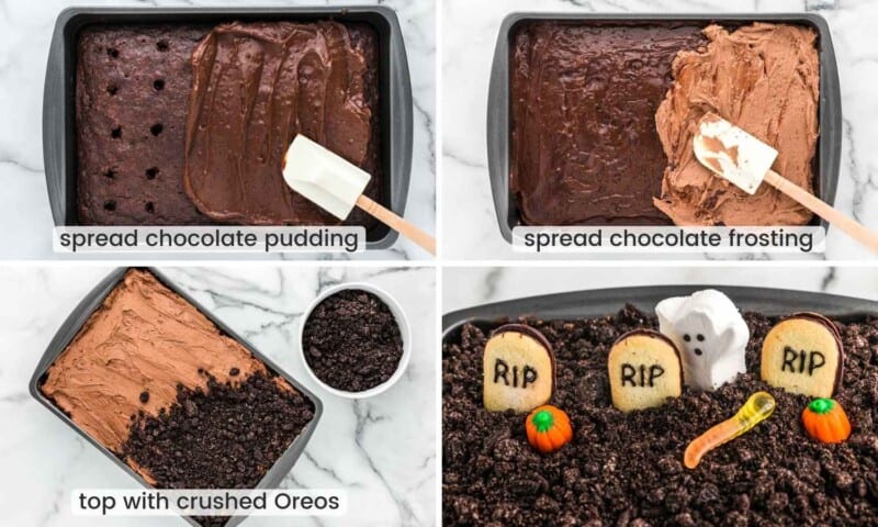 Halloween Graveyard Dirt Cake - Little Sunny Kitchen