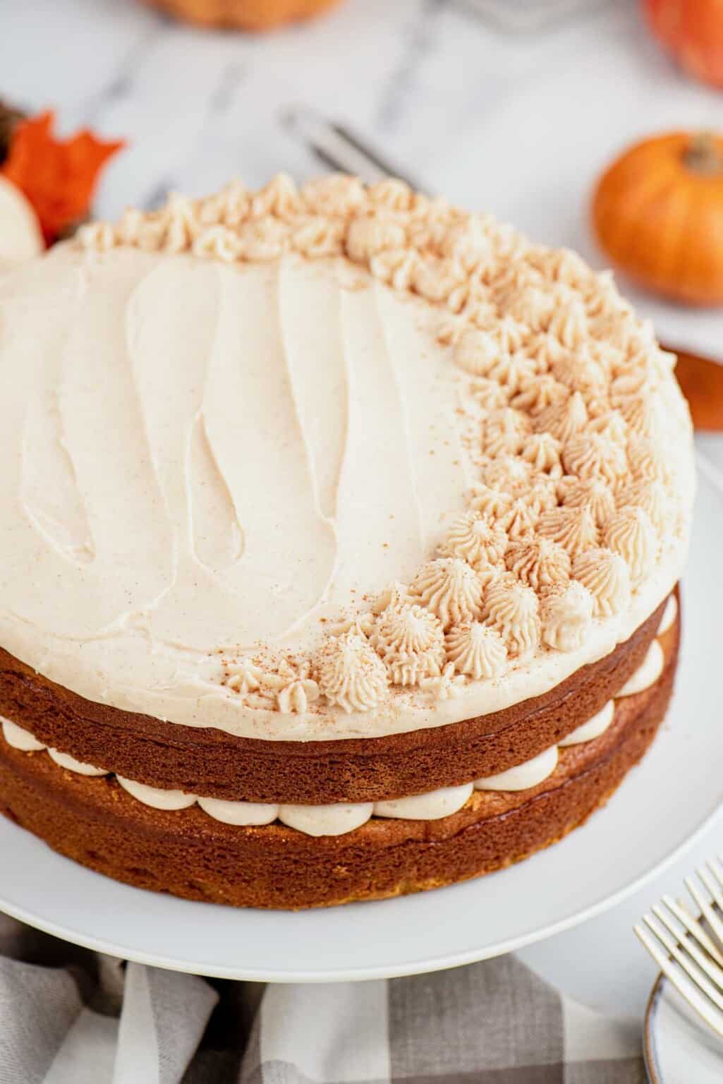 Pumpkin Layer Cake with Cream Cheese Frosting - Little Sunny Kitchen