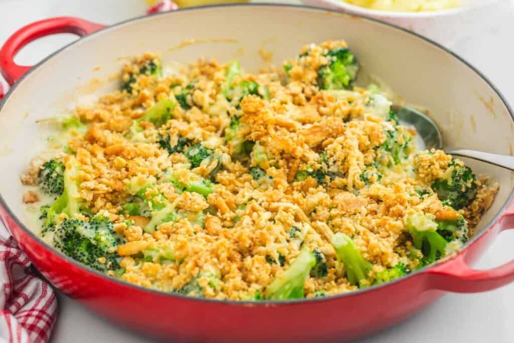Creamy Broccoli Casserole with Ritz Cracker Topping - Little Sunny Kitchen