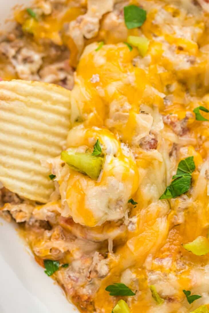 Creamy Cheeseburger Dip with Bacon - Little Sunny Kitchen