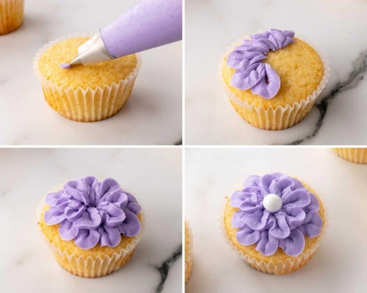 Buttercream Flower Cupcakes (3 Different Styles) - Little Sunny Kitchen
