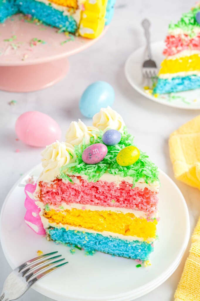 Easter Peep Cake With Multi-Colored Layers - Little Sunny Kitchen