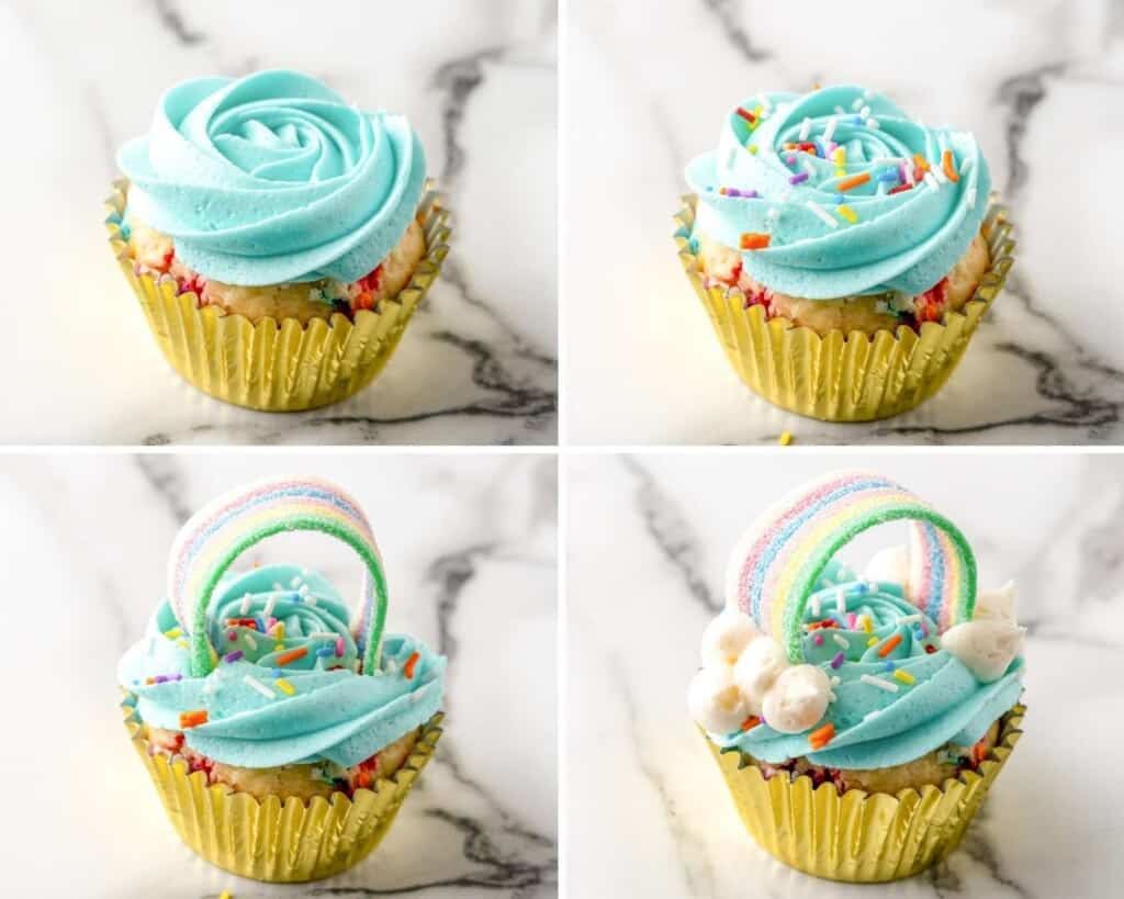 Rainbow Cupcakes with Vanilla Cloud Frosting - Little Sunny Kitchen