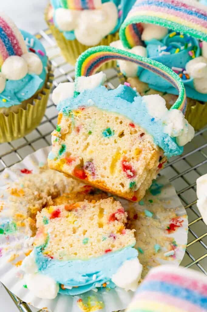 Rainbow Cupcakes with Vanilla Cloud Frosting - Little Sunny Kitchen