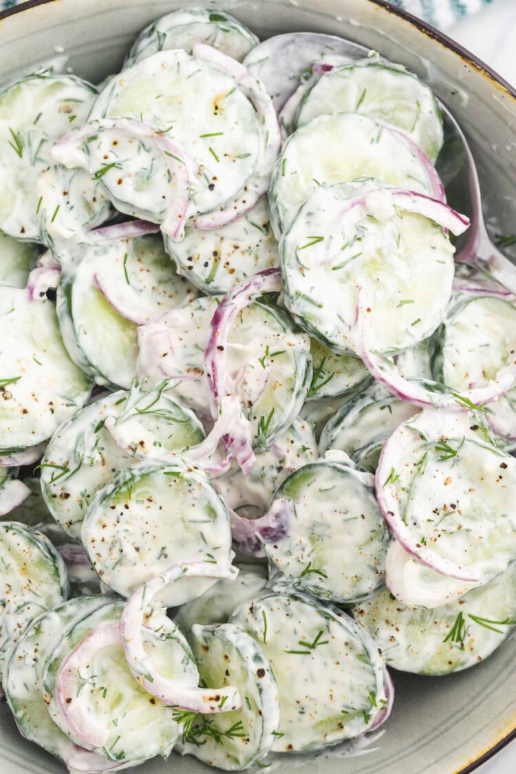 Creamy Cucumber Salad with Sour Cream - Little Sunny Kitchen