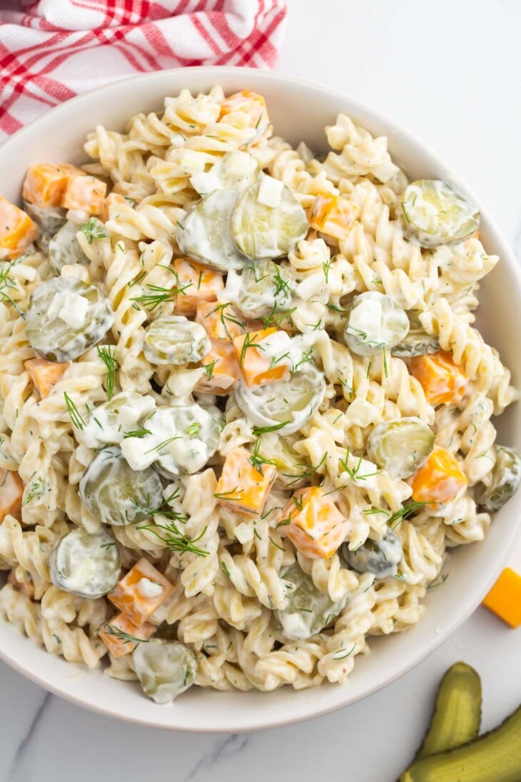 Easy Dill Pickle Pasta Salad - Little Sunny Kitchen