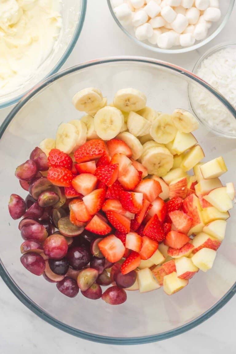 Fresh Fruit Salad with Whipped Cream - Little Sunny Kitchen