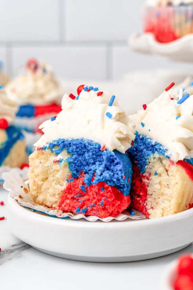 Red White and Blue 4th of July Cupcakes - Little Sunny Kitchen