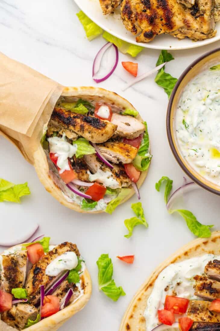 Easy Chicken Gyros with Tzatziki Sauce - Little Sunny Kitchen