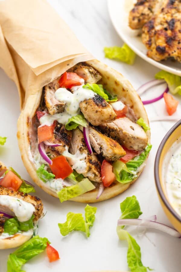 Easy Chicken Gyros with Tzatziki Sauce - Little Sunny Kitchen