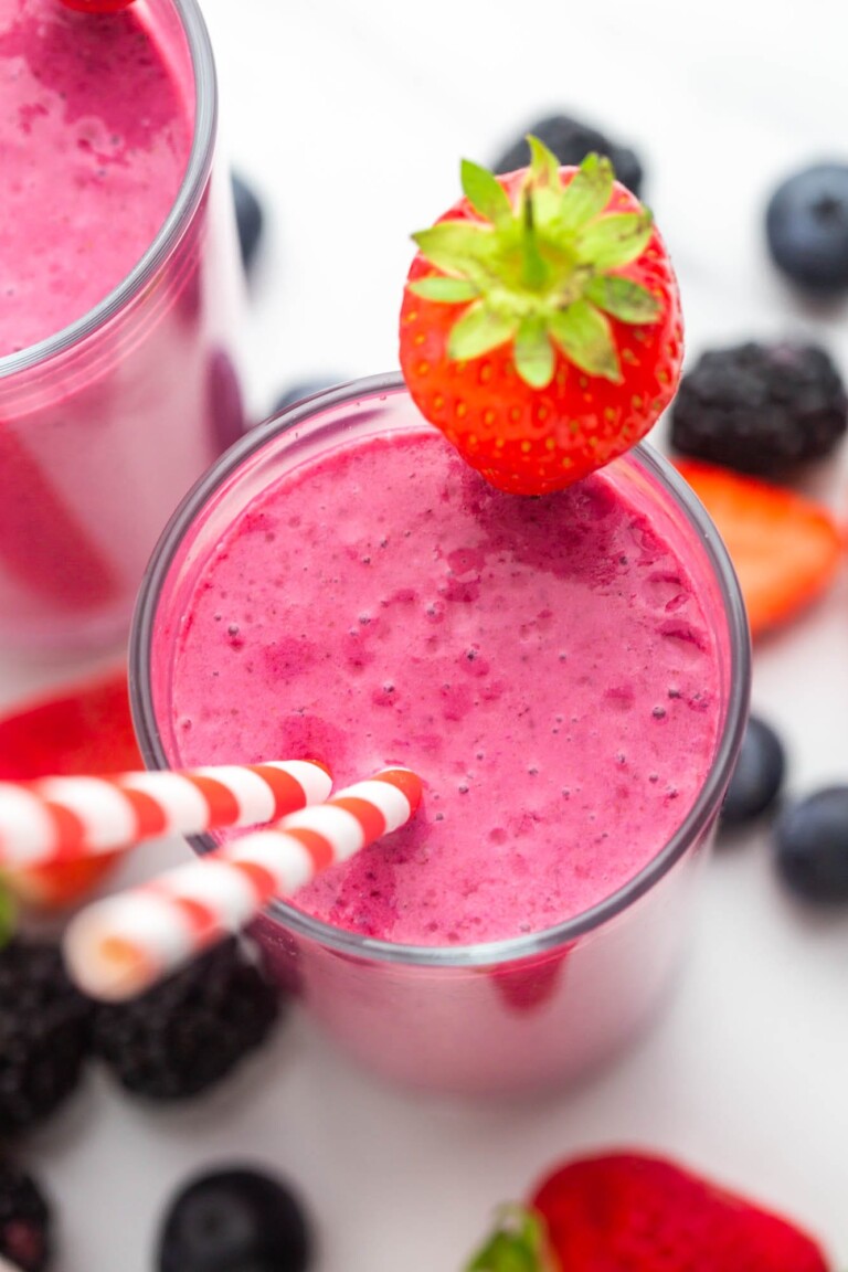 Mixed Berry Smoothie (Healthy & Delicious!) - Little Sunny Kitchen