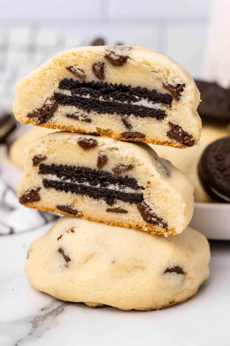 Oreo Stuffed Chocolate Chip Cookies - Little Sunny Kitchen