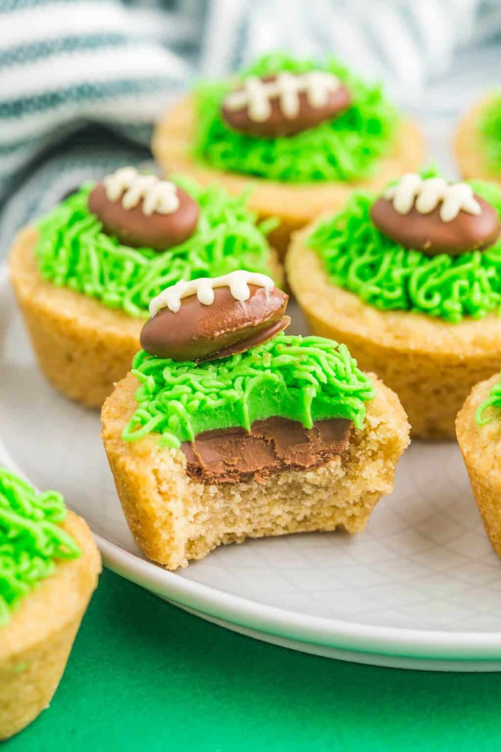 Easy Football Cookie Cups - Little Sunny Kitchen