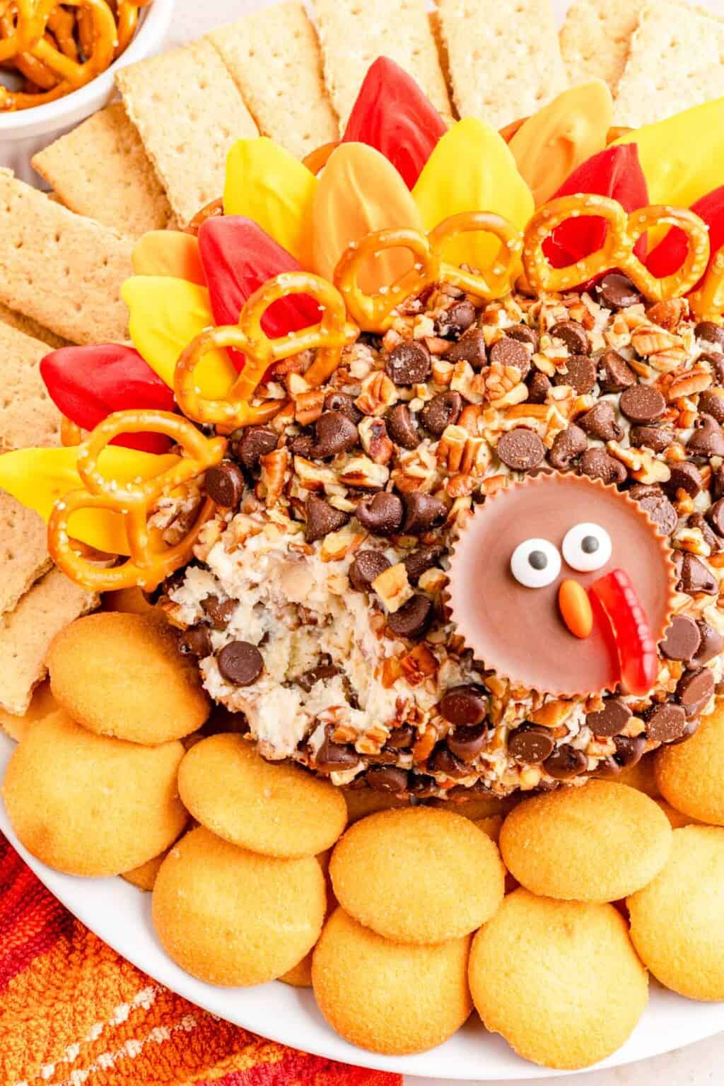 Thanksgiving Dessert Turkey Cheese Ball - Little Sunny Kitchen