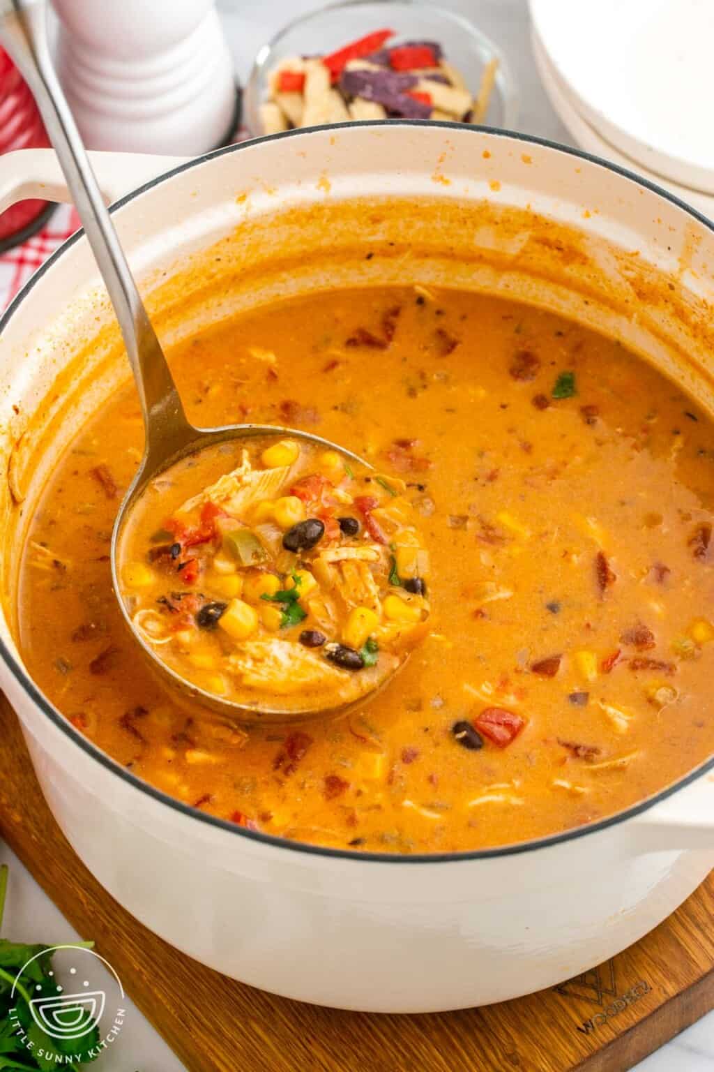 The Best Creamy Chicken Enchilada Soup - Little Sunny Kitchen