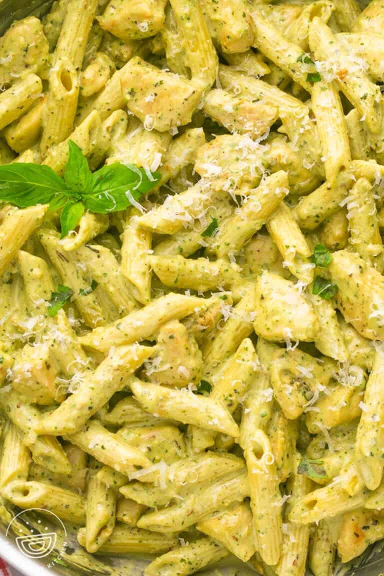 Creamy Chicken Pesto Pasta - Little Sunny Kitchen