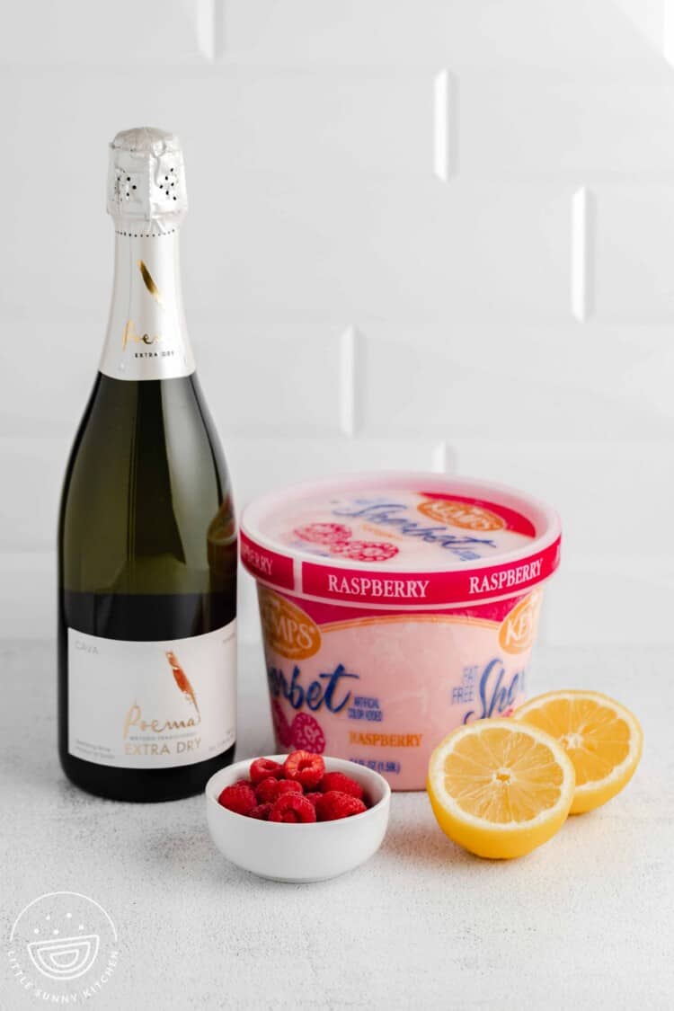 Easy Raspberry Sorbet Bellini - Little Sunny Kitchen