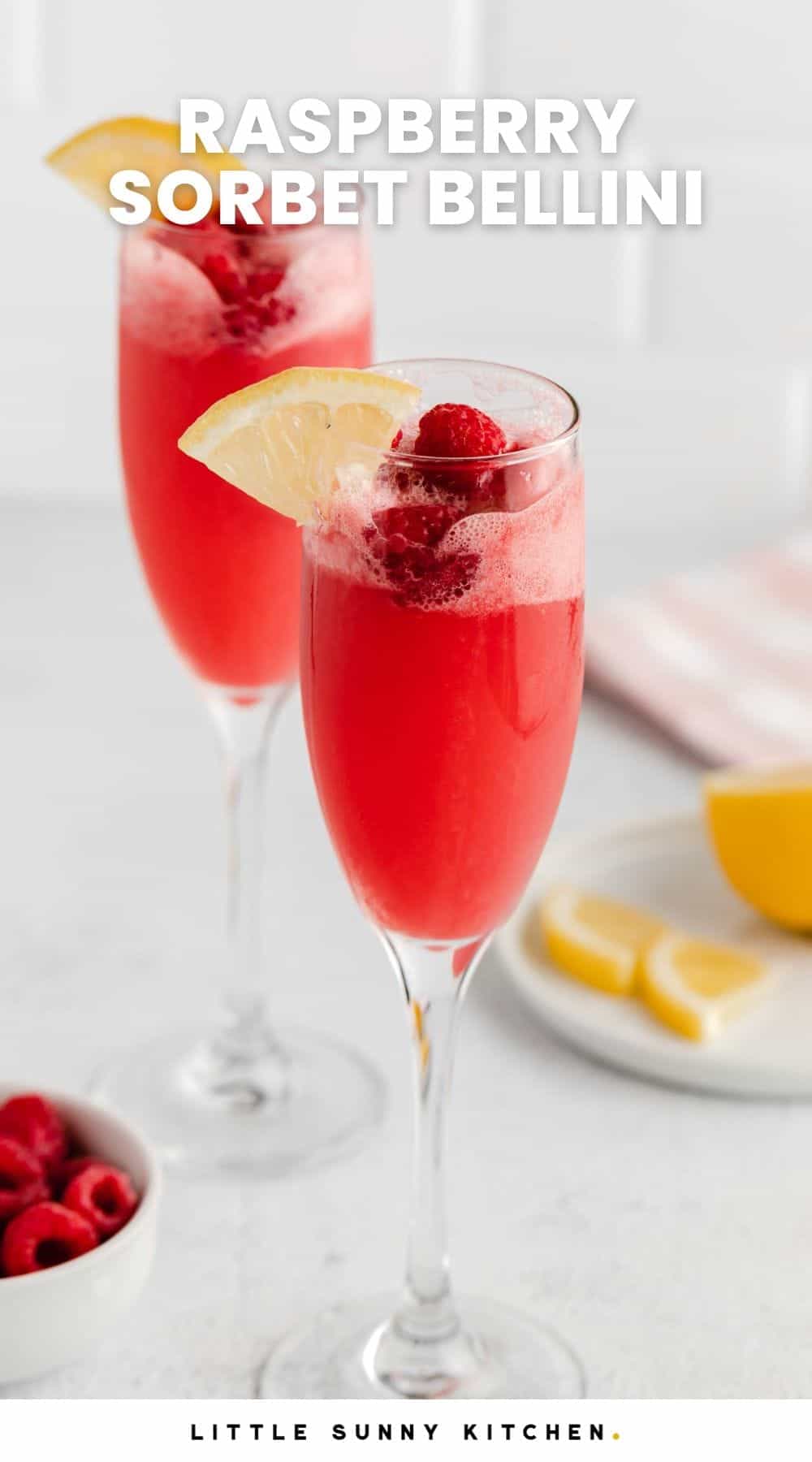 Easy Raspberry Sorbet Bellini - Little Sunny Kitchen