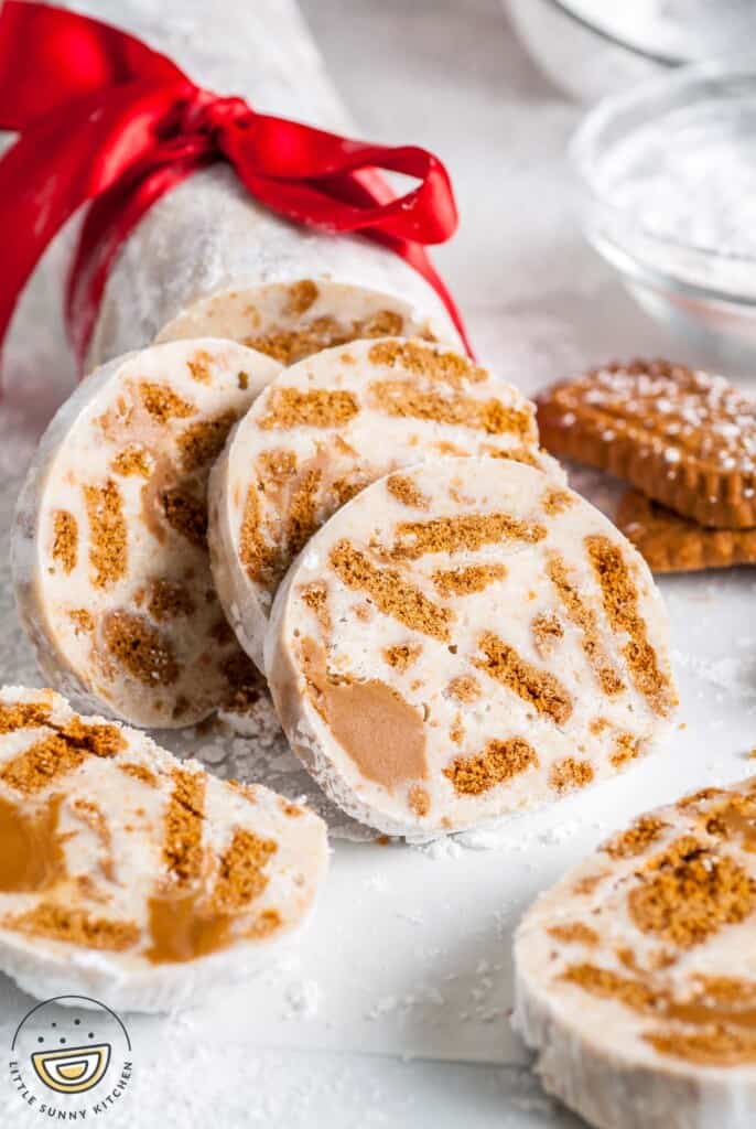 Biscoff White Chocolate Salami - Little Sunny Kitchen
