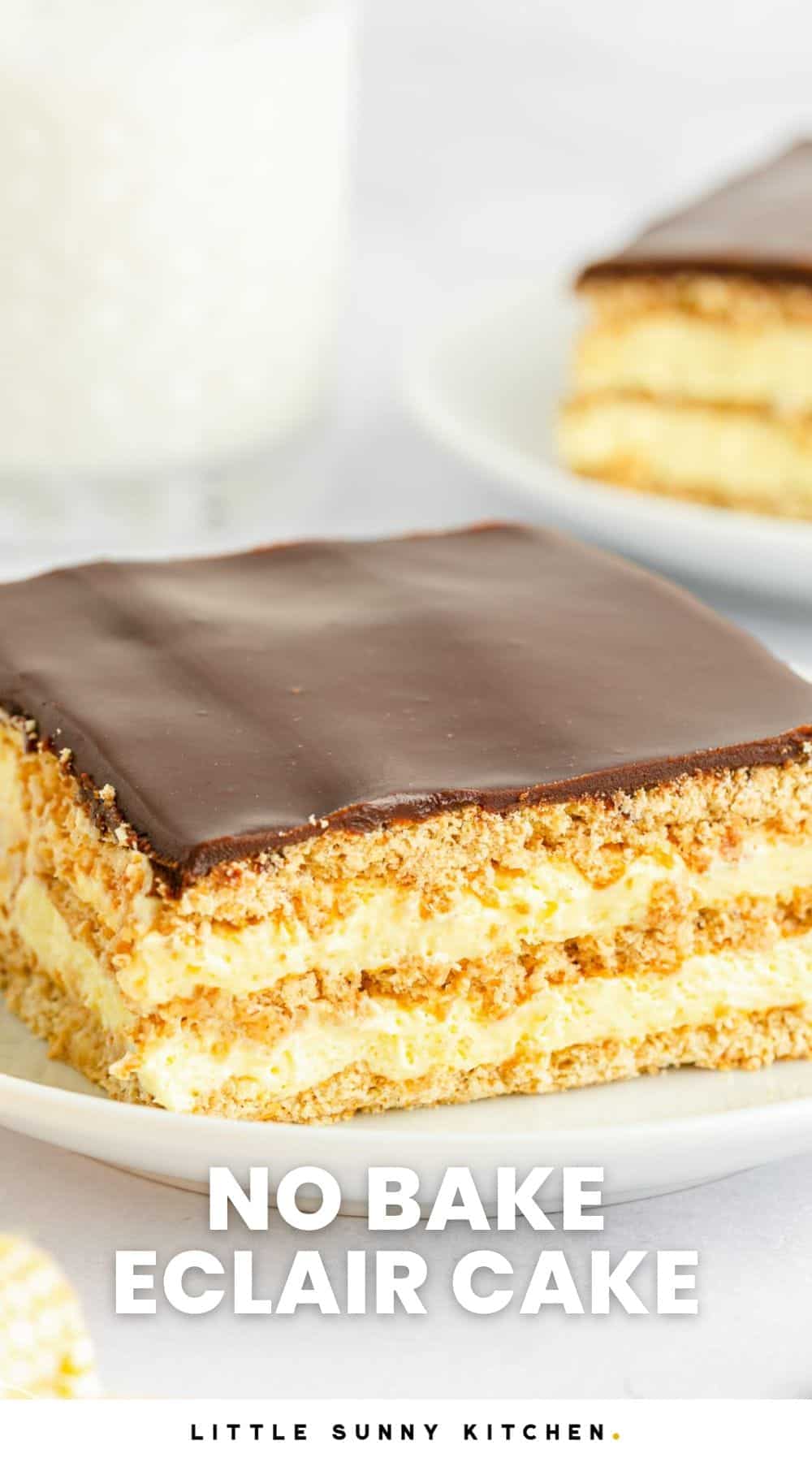 Easy No Bake Eclair Cake (Icebox Cake) - Little Sunny Kitchen