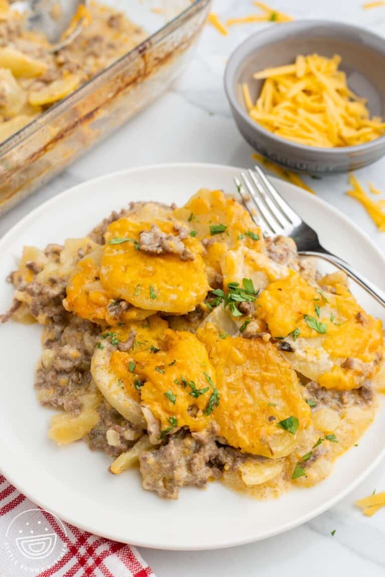Cheesy Hamburger Potato Casserole Recipe - Little Sunny Kitchen