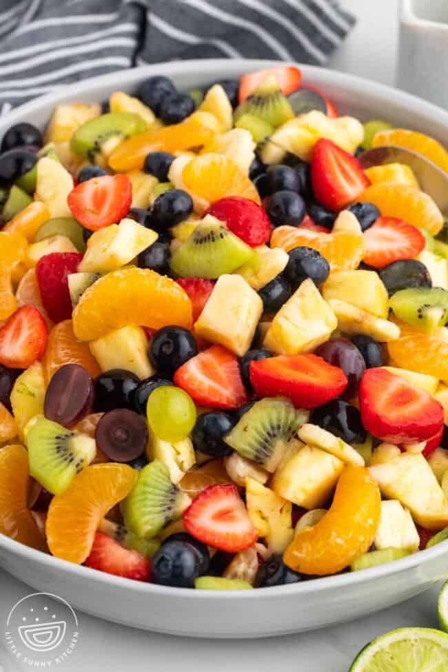 Refreshing Fruit Salad with Honey Lime Dressing - Little Sunny Kitchen