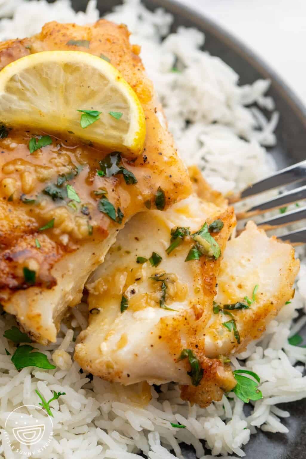Lemon Butter Pan Seared Cod Recipe - Little Sunny Kitchen