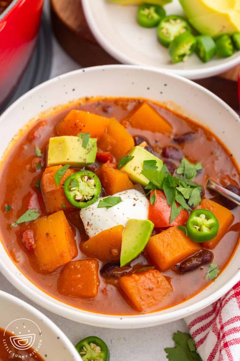 Vegetarian Butternut Squash Chili - Little Sunny Kitchen
