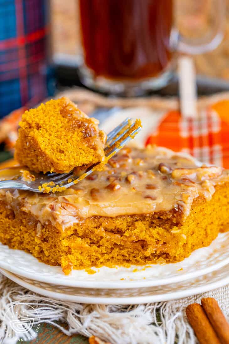 Pumpkin Sheet Cake With Praline Frosting - Little Sunny Kitchen