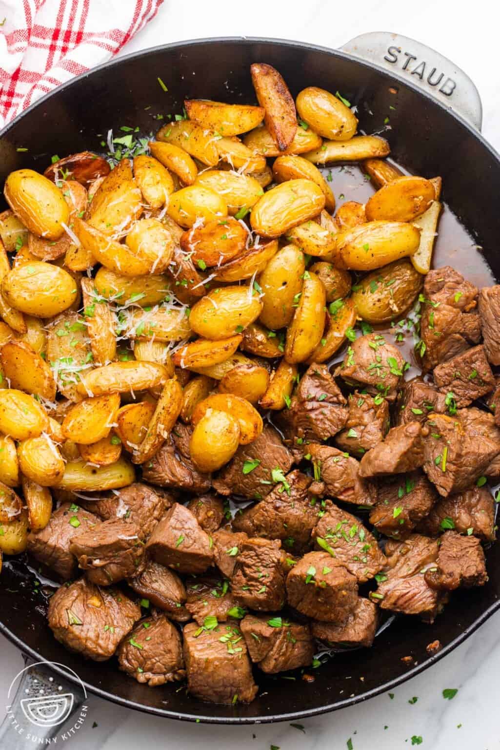 One Pan Garlic Butter Steak and Potatoes - Little Sunny Kitchen