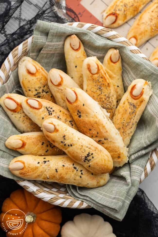 Halloween Witch Finger Breadsticks Recipe - Little Sunny Kitchen