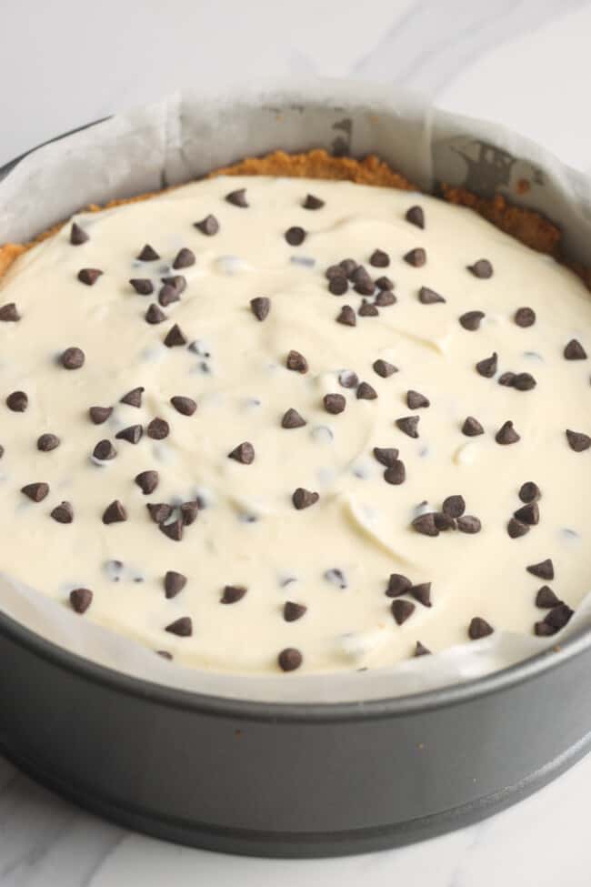 Chocolate Chip Cheesecake Recipe - Little Sunny Kitchen