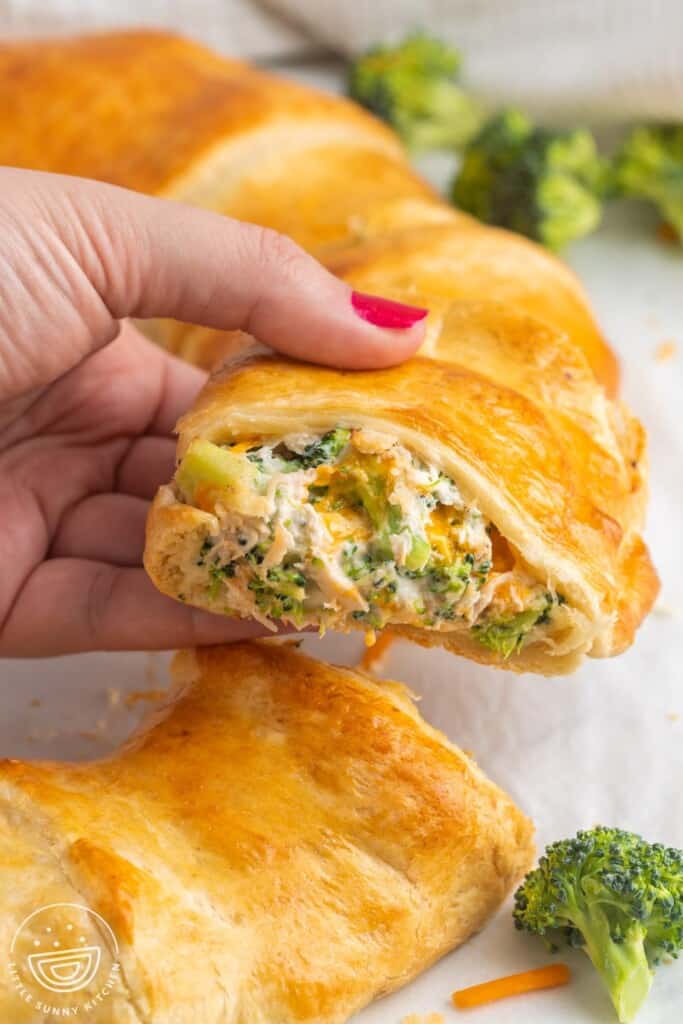 Cheesy Chicken And Broccoli Crescent Ring - Little Sunny Kitchen