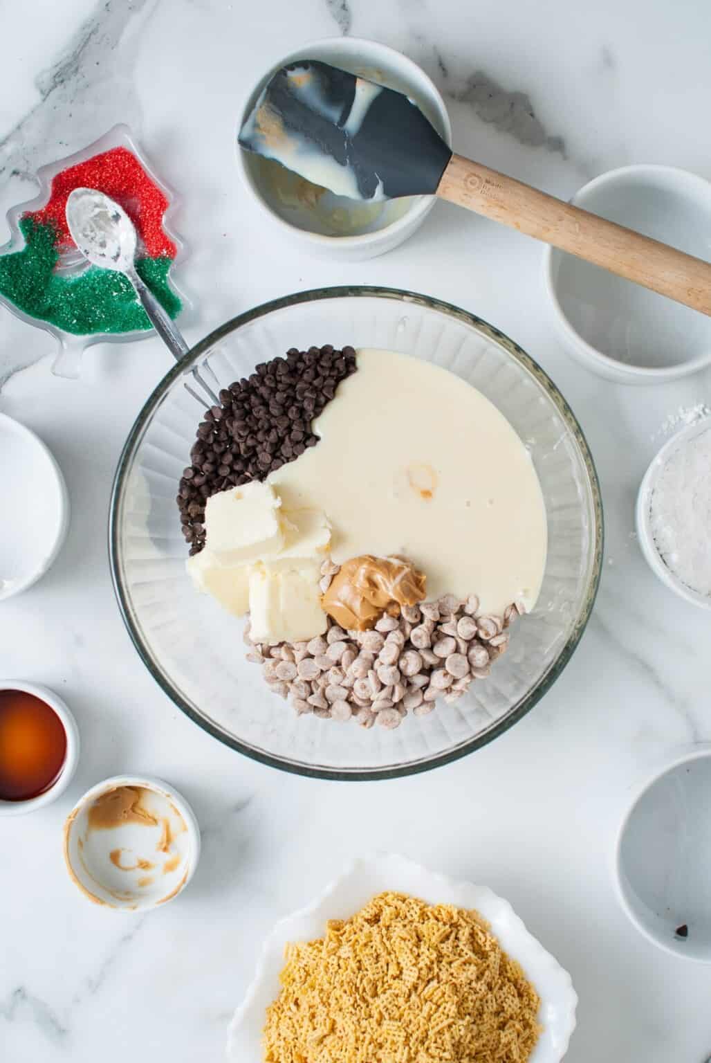 Puppy Chow Christmas Microwave Fudge - Little Sunny Kitchen