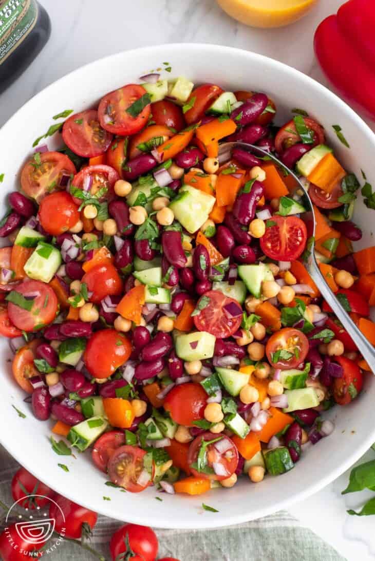 Mediterranean Red Kidney Bean Salad - Little Sunny Kitchen