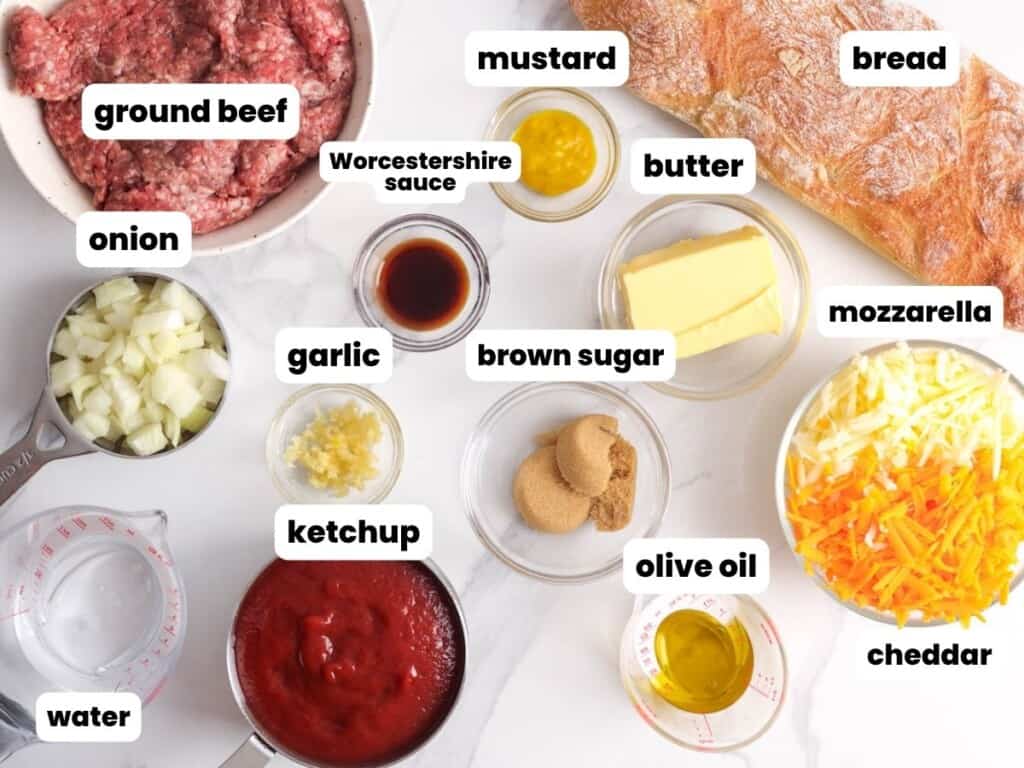 Cheesy Sloppy Joe Garlic Bread - Little Sunny Kitchen