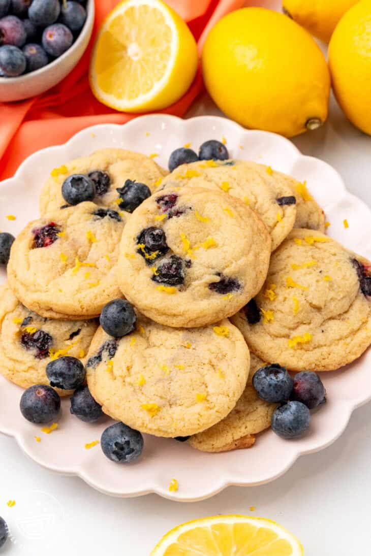 Soft and Chewy Lemon Blueberry Cookies - Little Sunny Kitchen