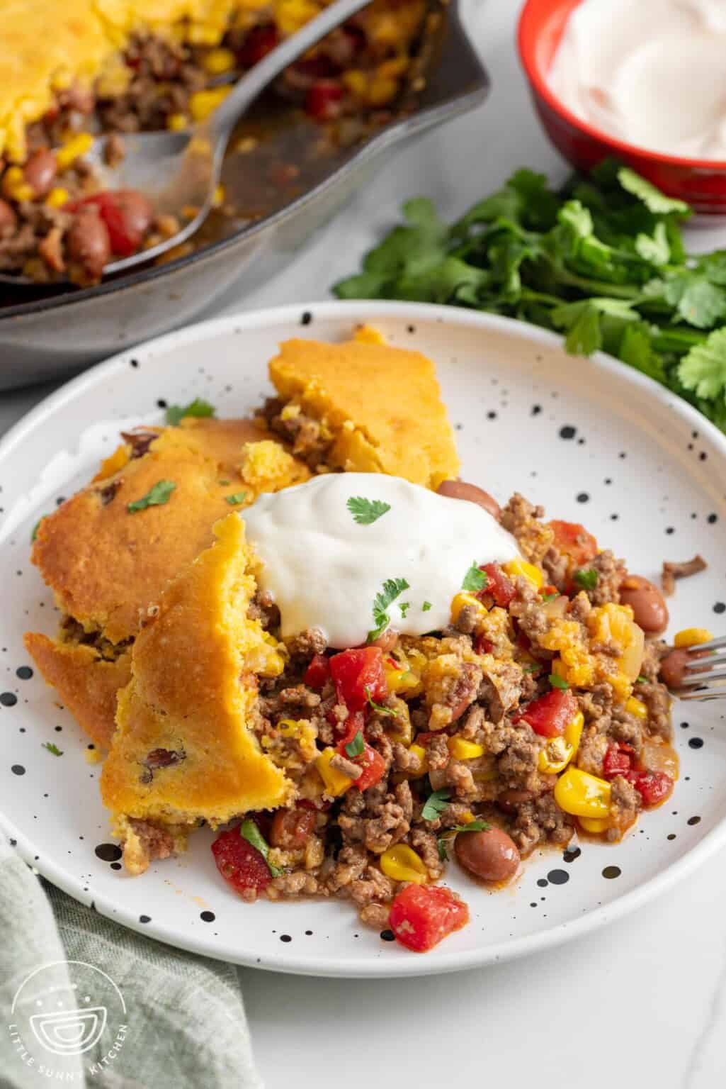 Skillet Cowboy Cornbread Casserole - Little Sunny Kitchen