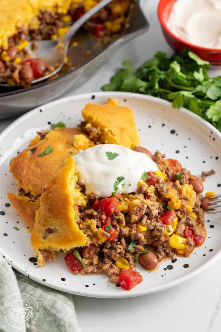 Skillet Cowboy Cornbread Casserole - Little Sunny Kitchen